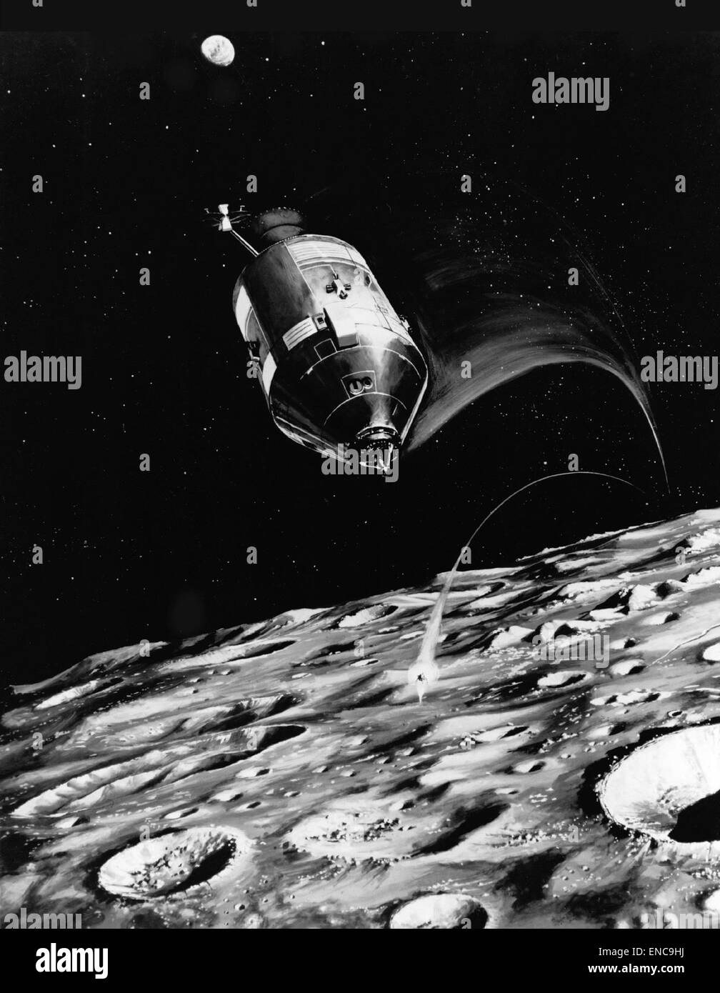 A concept art image of the Apollo 13 mission, depicting the spacecraft ...