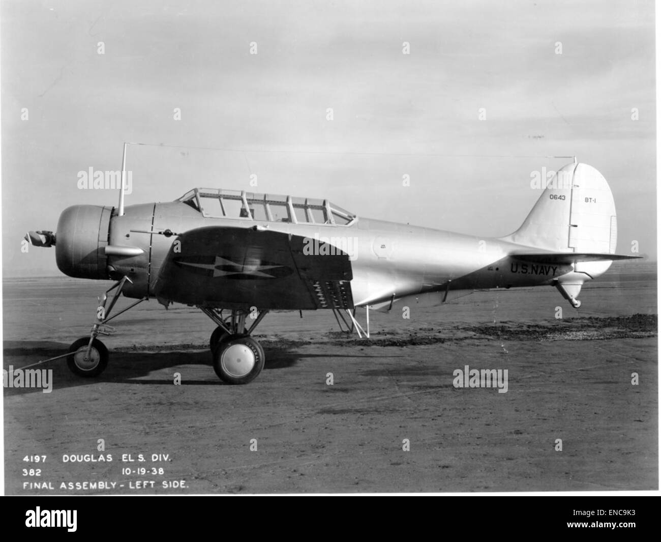 Photograph of a BT-1 aircraft, featuring the last model with test ...