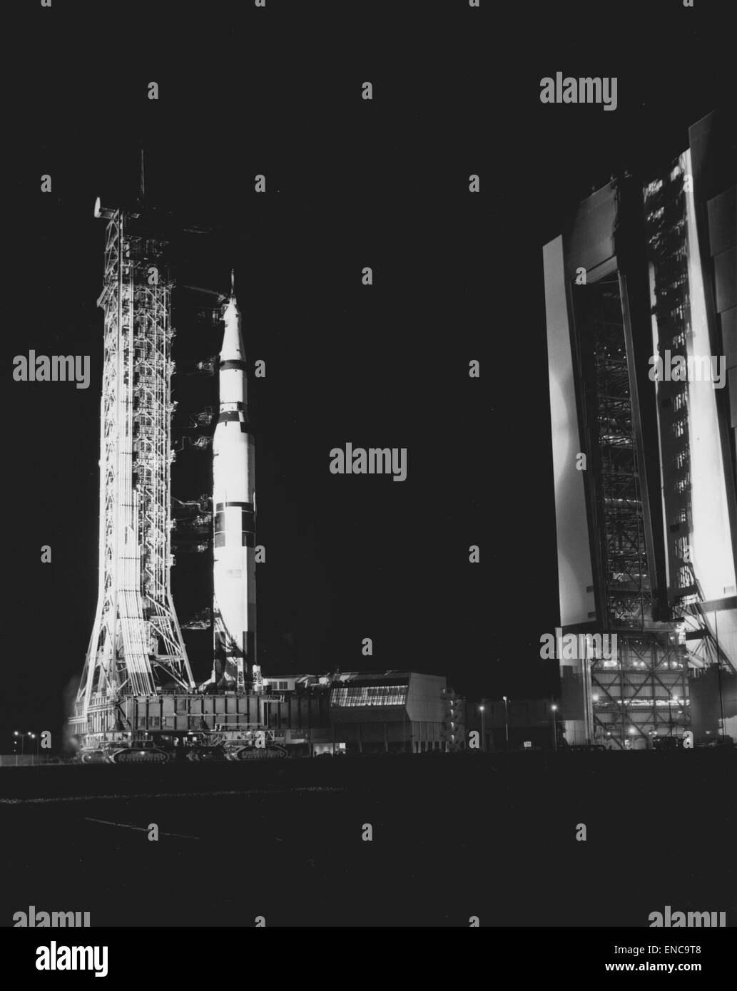 The Apollo 13 spacecraft, designated A13 0065, is seen leaving the ...
