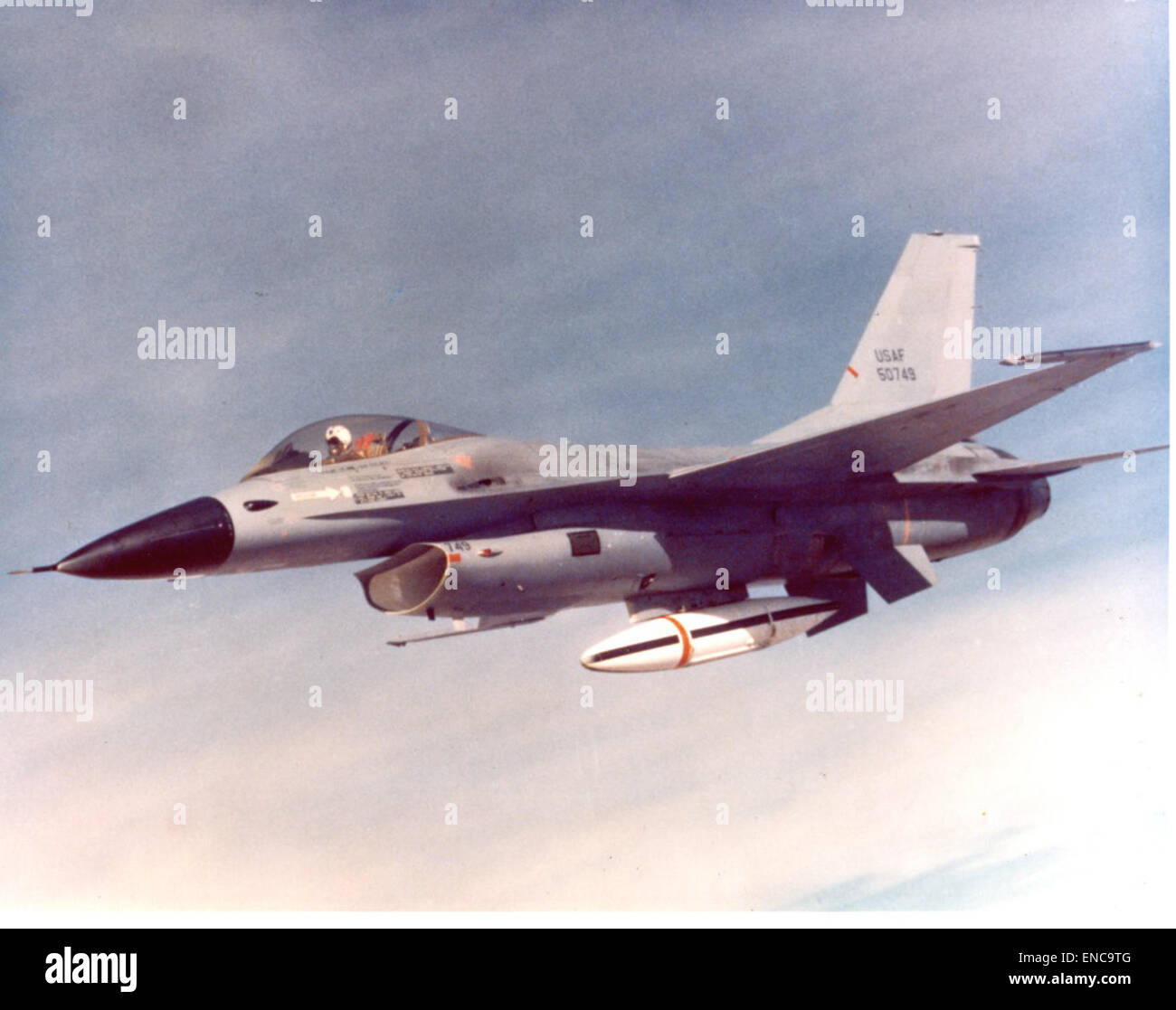 A photograph of an F-16A Fighting Falcon, a multirole fighter aircraft ...