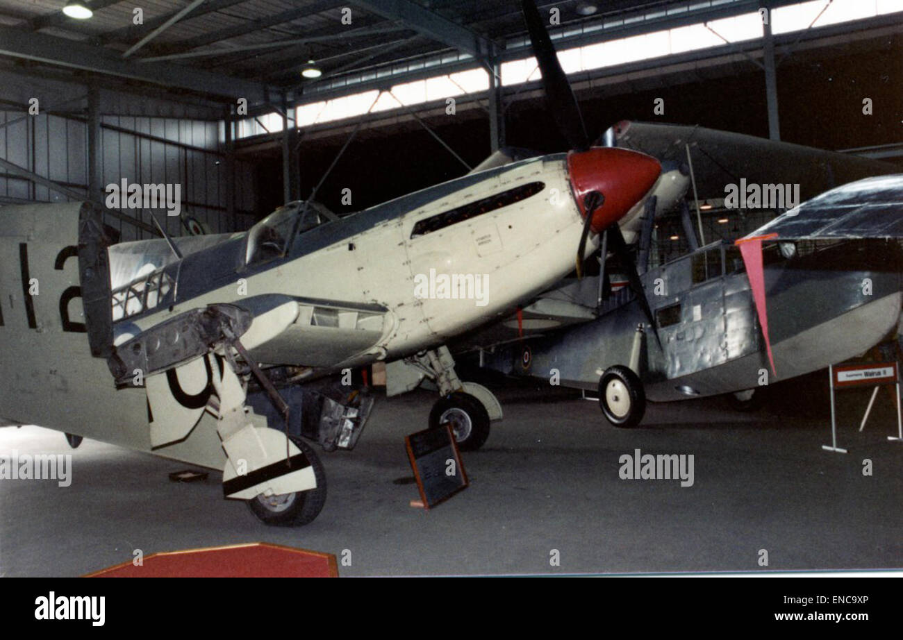 The Fairey Firefly AS5 WB271, a naval fighter aircraft, is on display ...