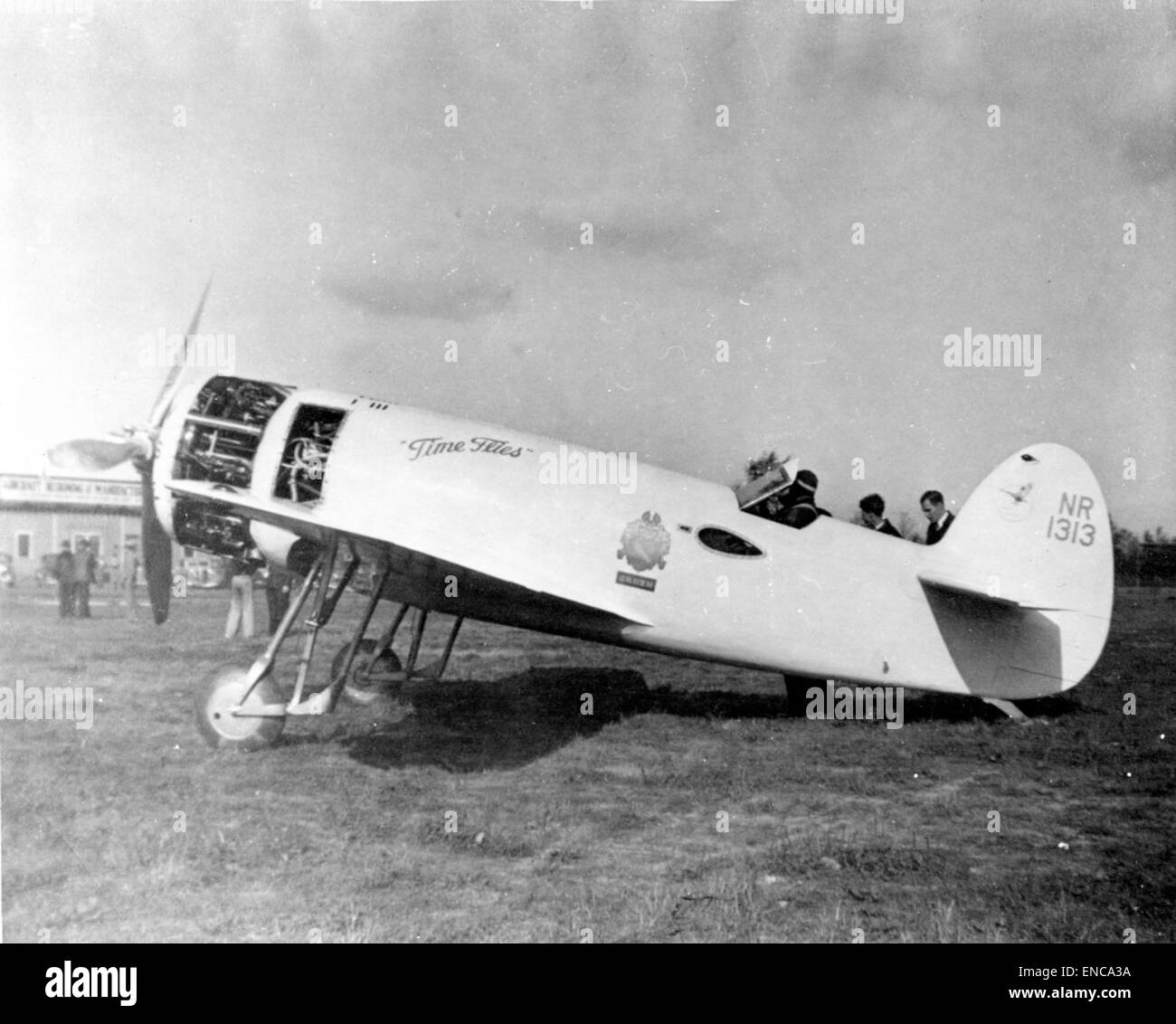 A photograph of the HM-1 R-1313 aircraft, which was later redesignated ...