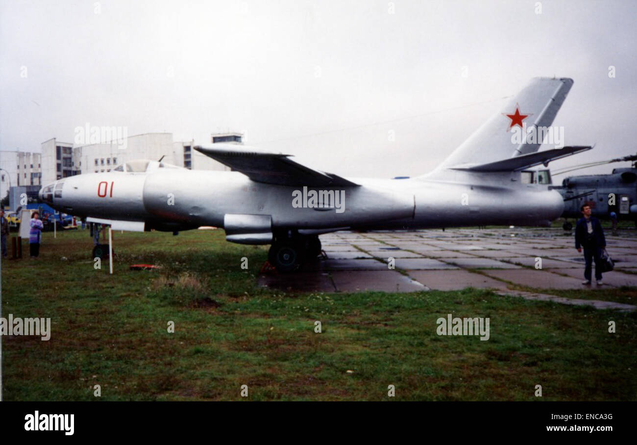 A photograph of the Ilyushin Il-28, a Soviet jet bomber, displayed at ...