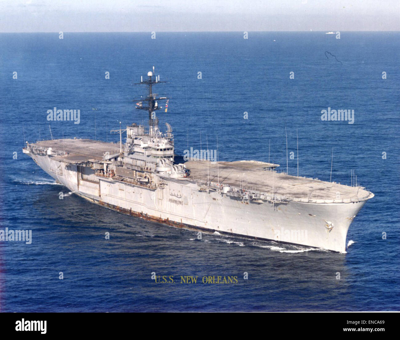 This photograph depicts the USS New Orleans (LPN-11) in 1968, showcasing its role as an ...