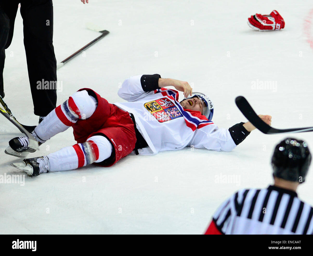Prague, Czech Republic. 1st May, 2015. Injured Petr Koukal of Czech ...