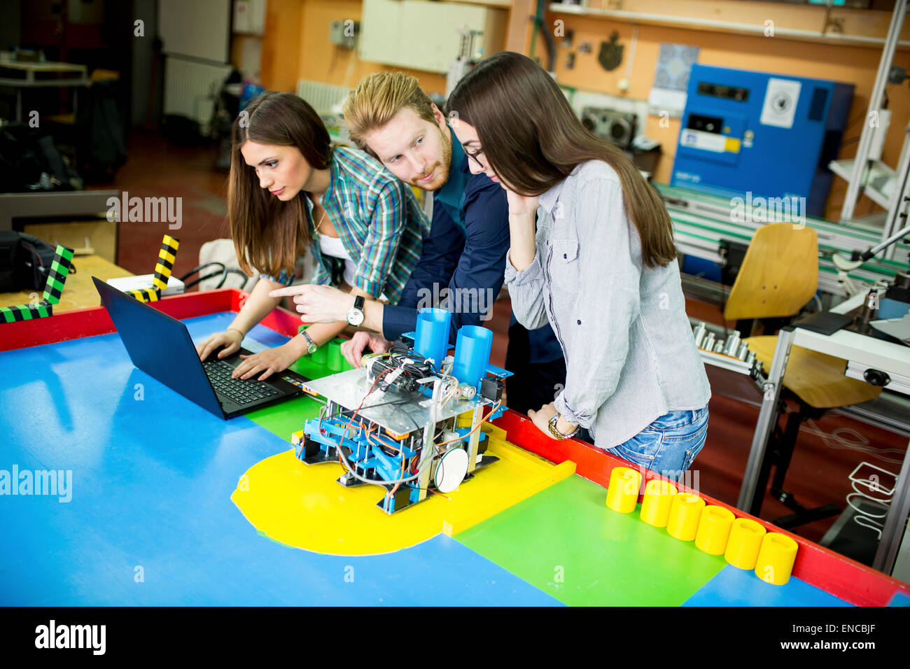 Young people in the robotics classroom Stock Photo - Alamy