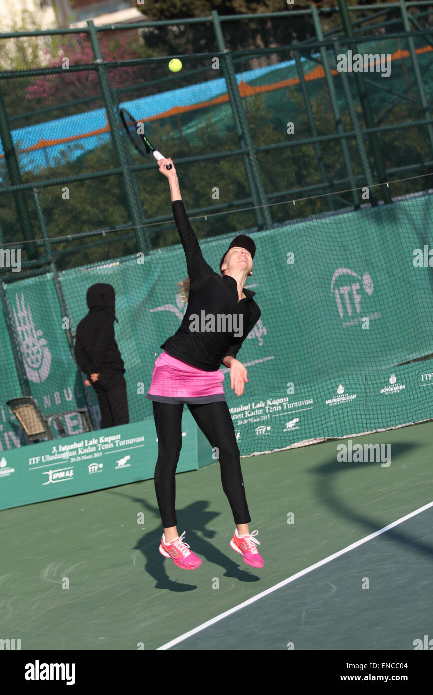 ISTANBUL, TURKEY - APRIL 23, 2015: Ukrainian player Nadiia Kichenok in ...