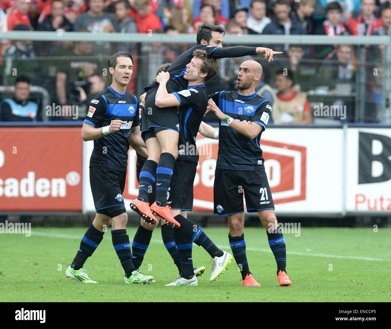 Freiburg, Germany. 02nd May, 2015. Paderborn's Lukas Rupp (ABOVE ...