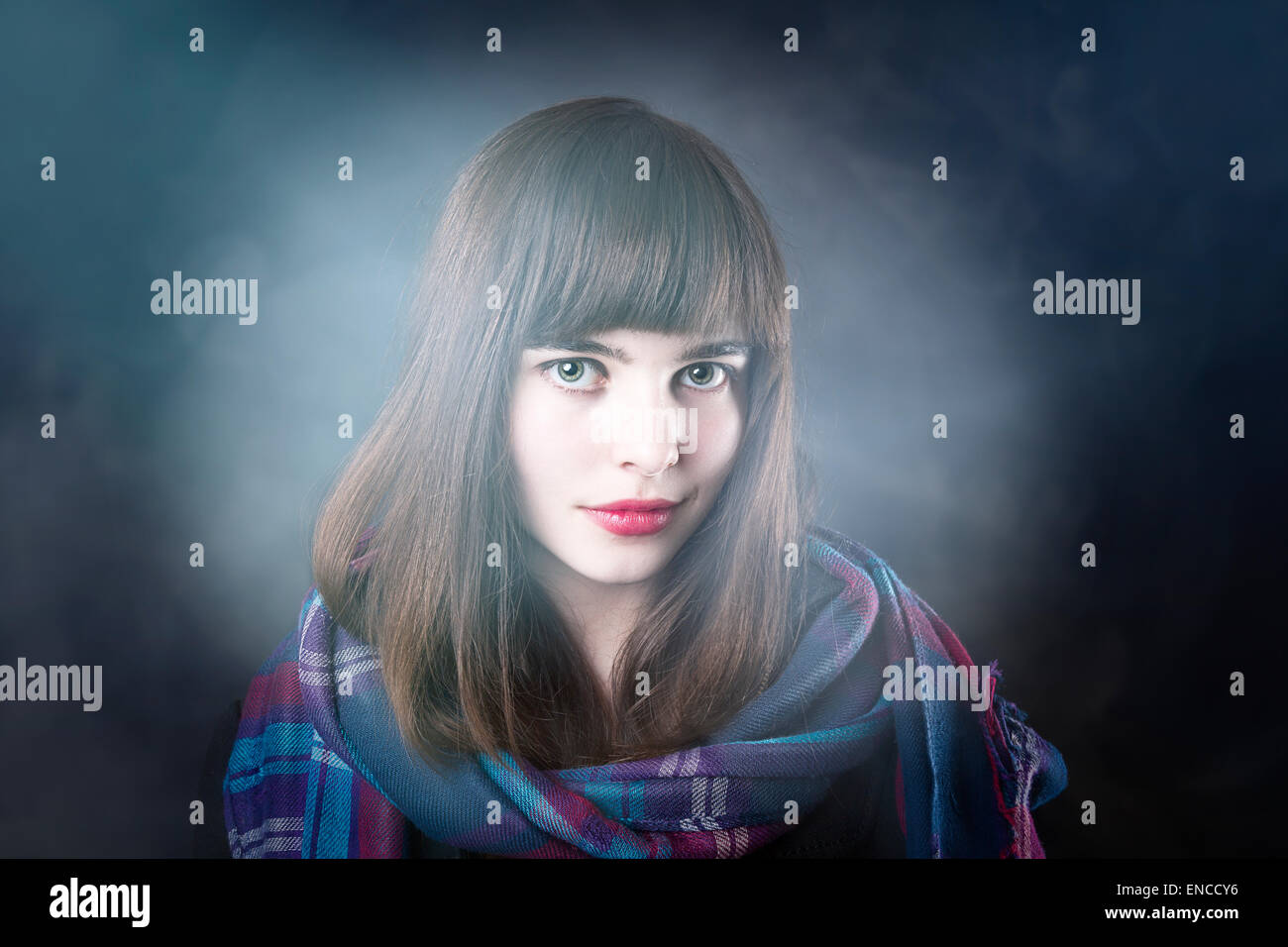 portrait of a beautiful woman with scarf Stock Photo - Alamy