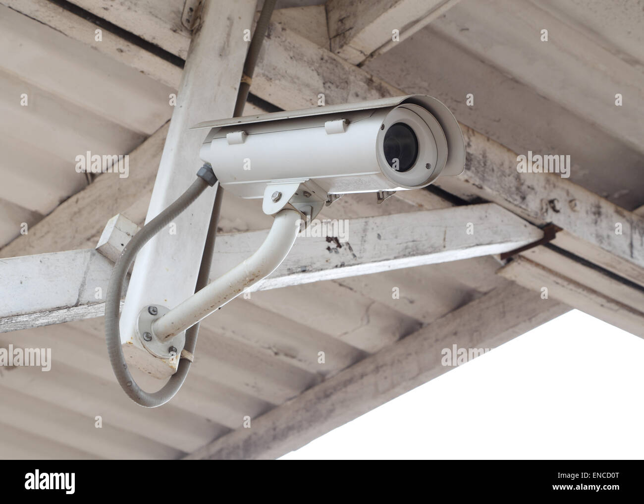 Security Camera or CCTV with roof background Stock Photo - Alamy