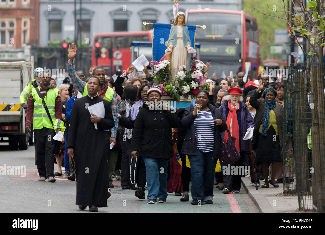 Camberwell, London 2nd May 2015 - Christians carry an effigy of the ...