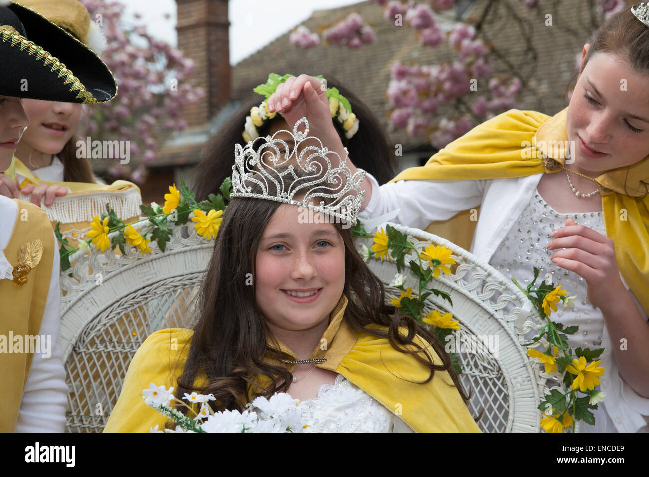 The May Queen being crowned in Downe village Stock Photo - Alamy