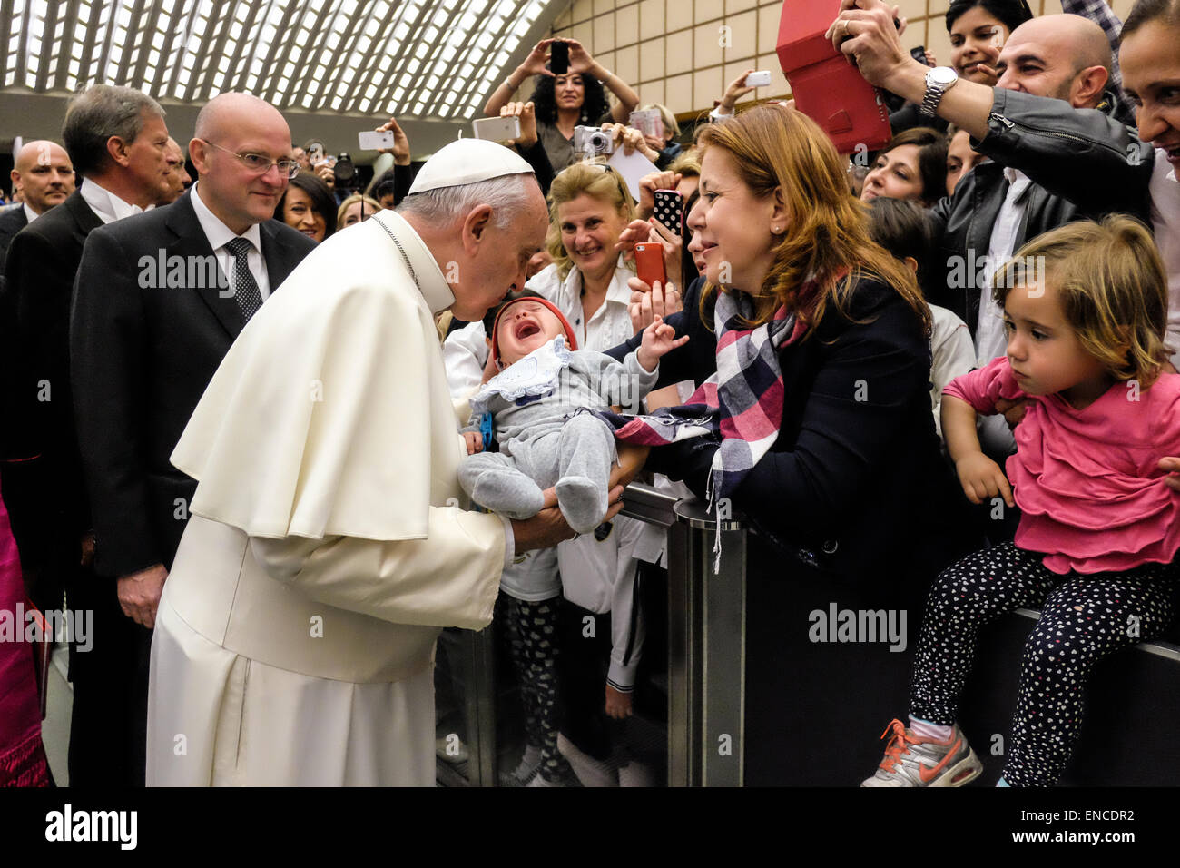 Vatican. 30th April, 2015. Pope Francis, audience in the Nervi Hall ...