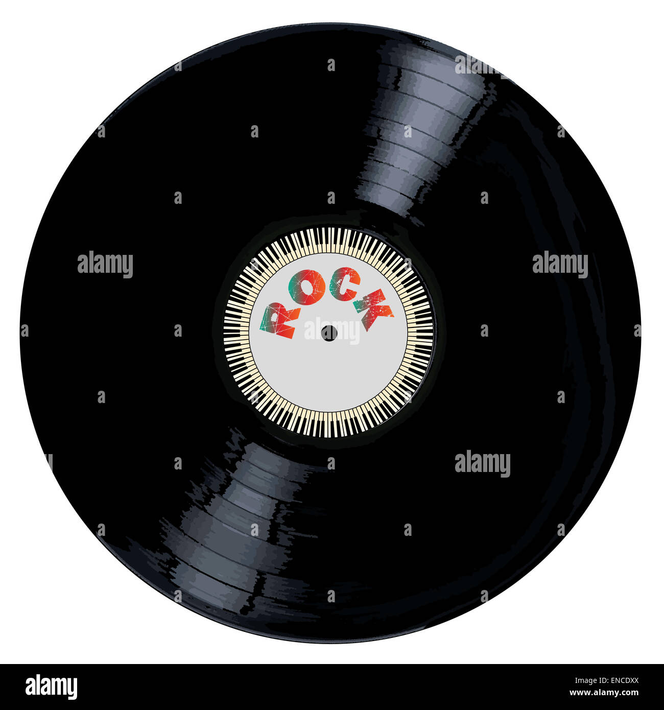A typical LP vinyl record with the legend ROCK and a circle of piano ...