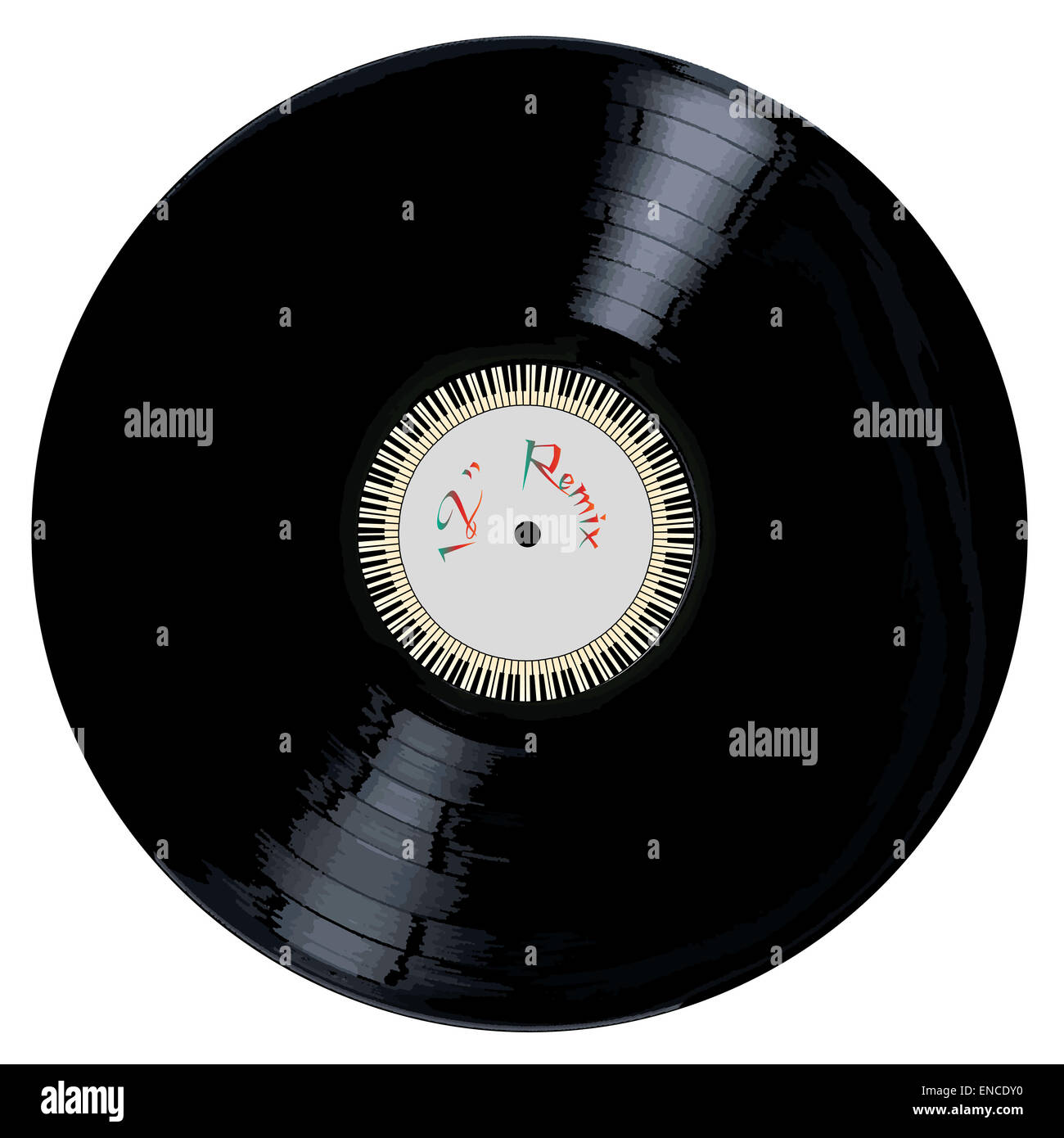 A typical LP vinyl record with the legend 12 inch REMIX and a circle of ...