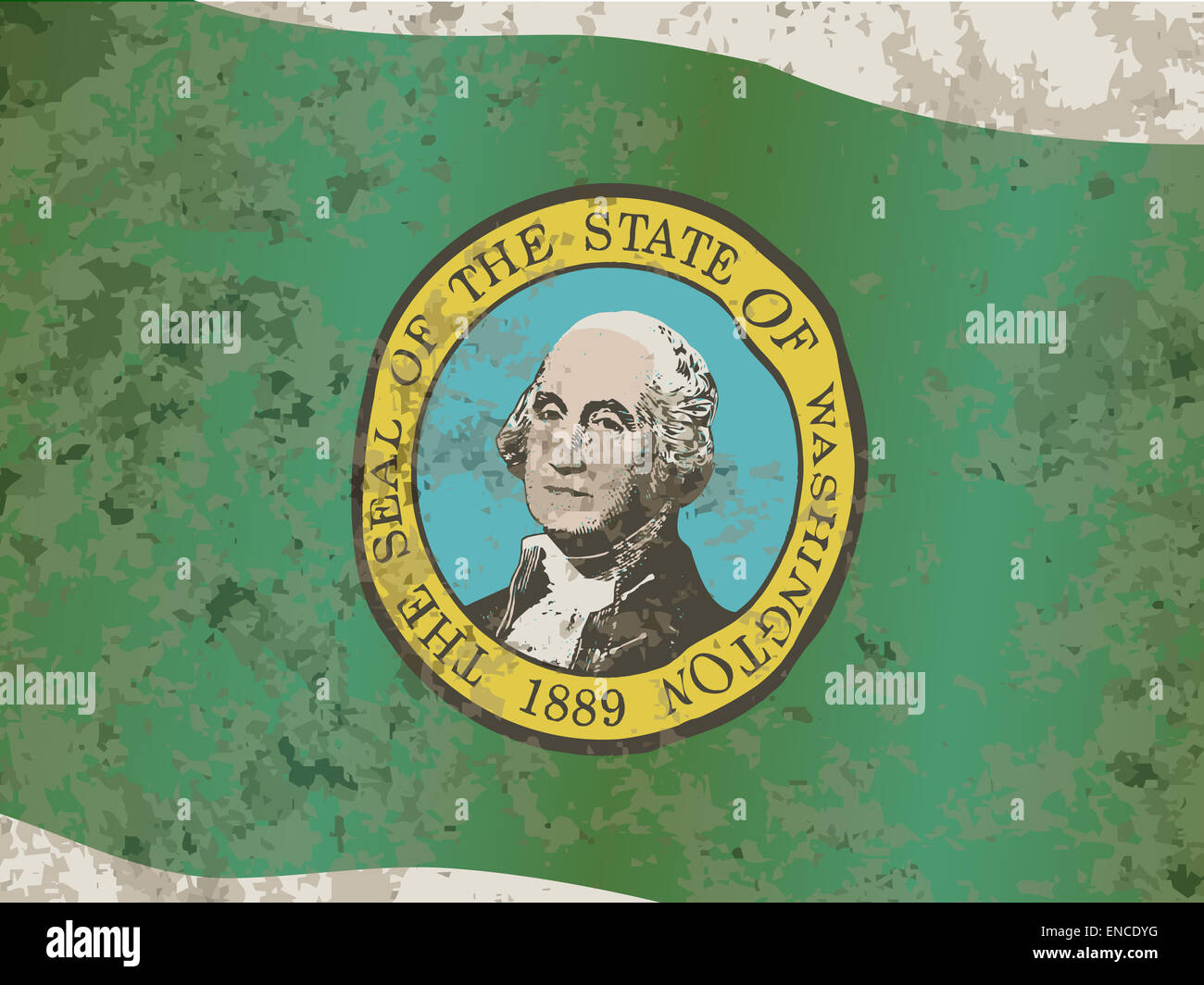 The flag of the state of Washington with the Washington State Seal ...