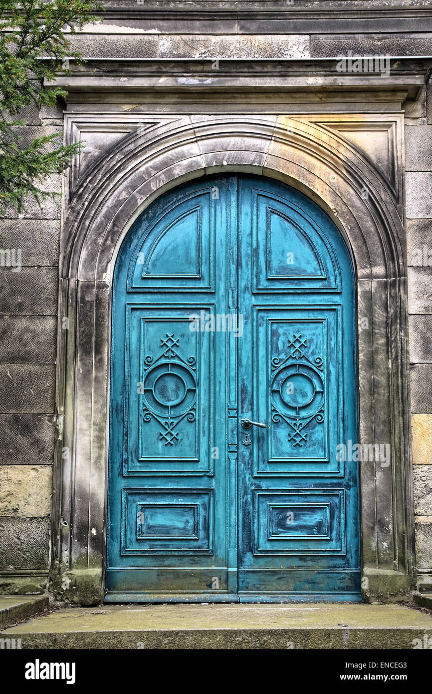 ancient blue gate to a tomb Stock Photo - Alamy