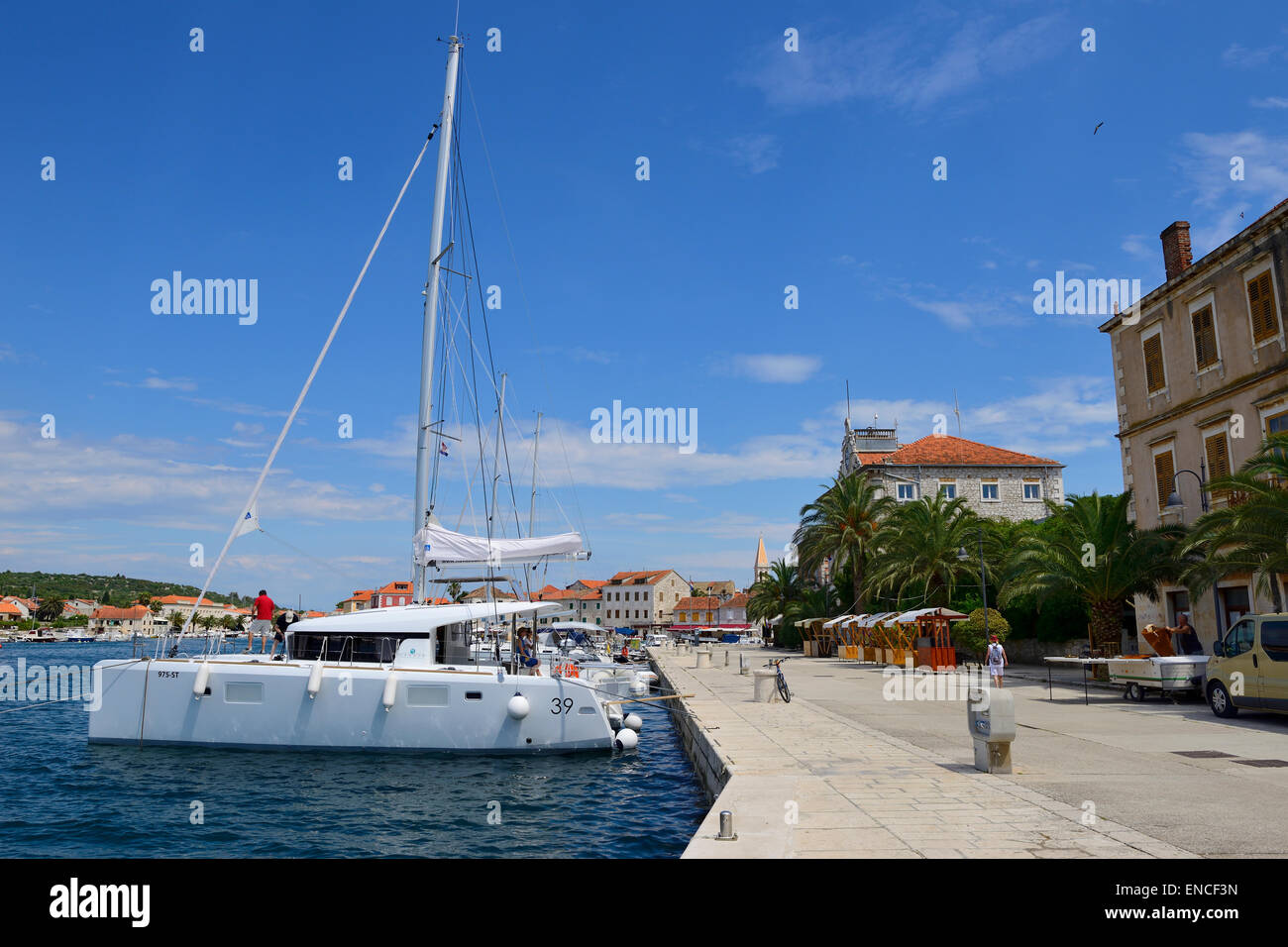 Stari Grad harbour on Hvar Island on Dalmatian Coast of Croatia Stock ...