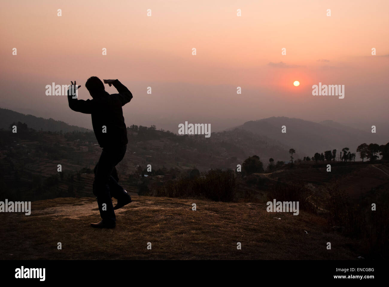man dancing at the sunset Stock Photo - Alamy
