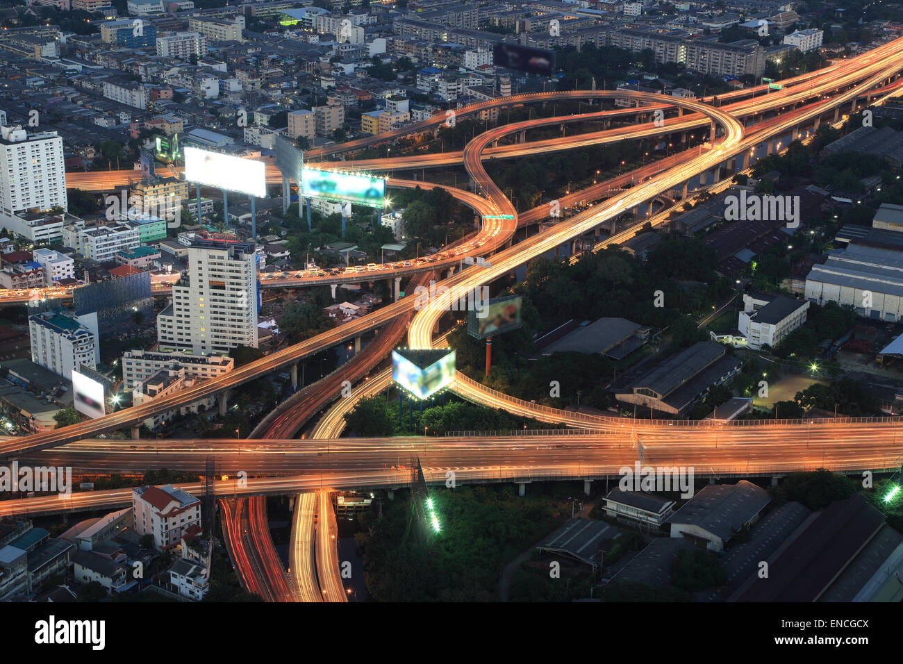 Bangkok Expressway and Highway top view at night, Thailand Stock Photo ...