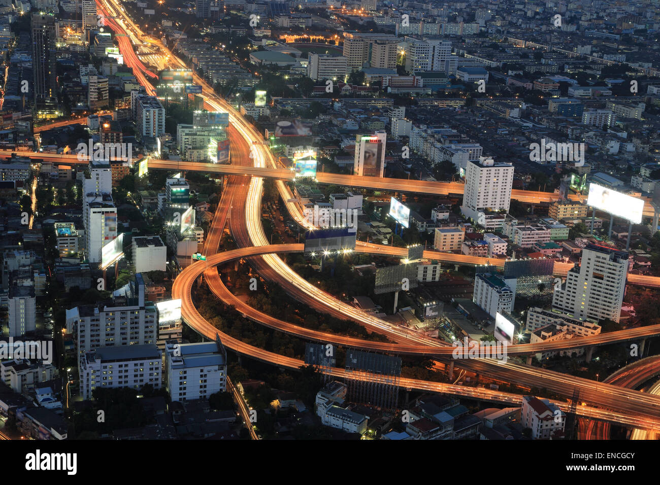 Bangkok Expressway and Highway top view at night, Thailand Stock Photo ...