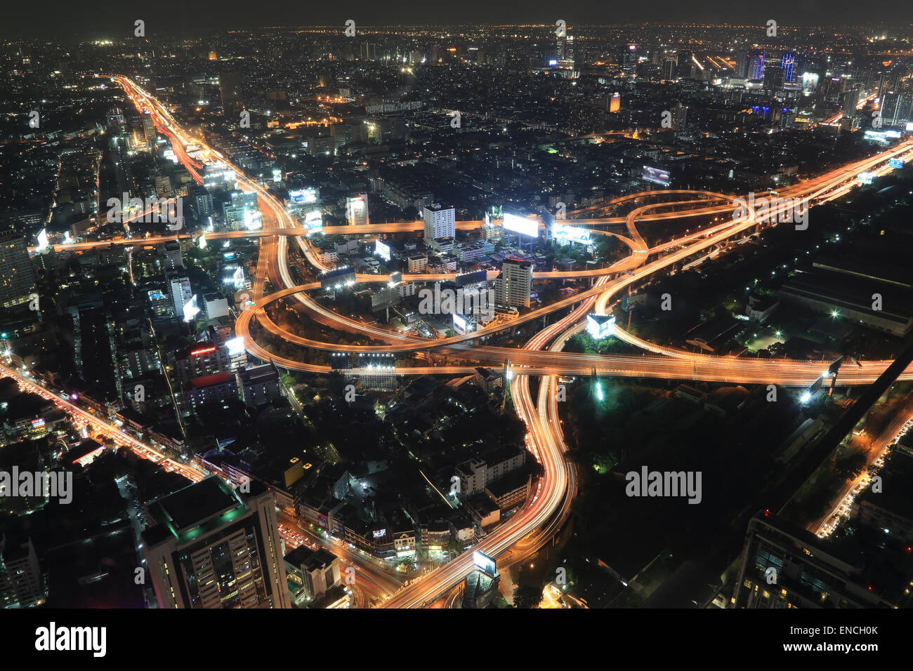 Bangkok Expressway and Highway top view at night, Thailand Stock Photo ...