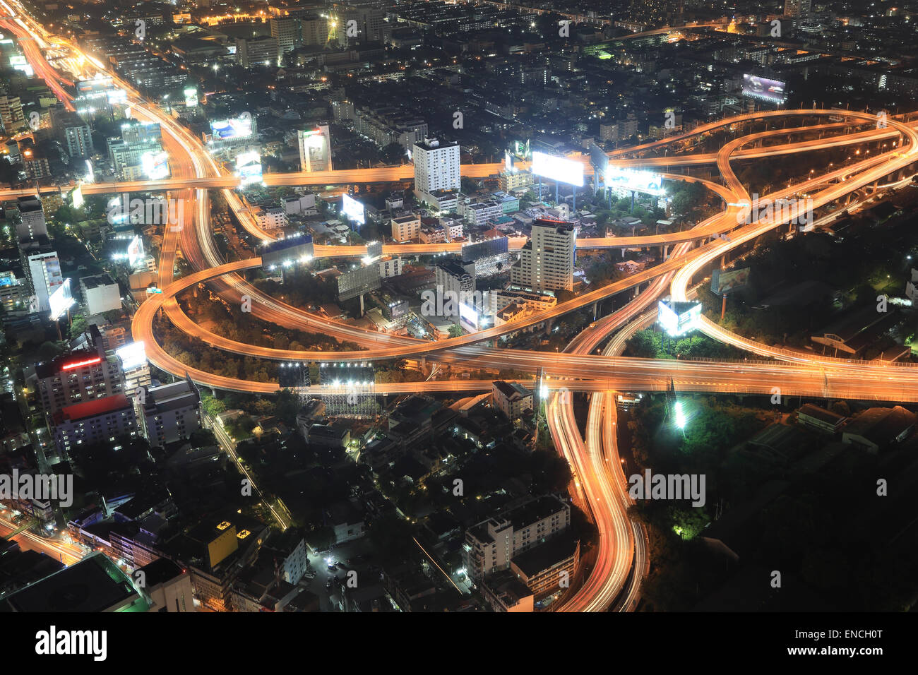 Bangkok Expressway and Highway top view at night, Thailand Stock Photo ...