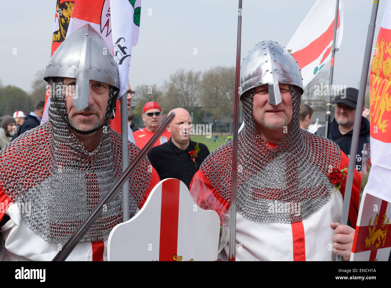 St. George's day parade. two knights, Nottingham, England Stock Photo ...