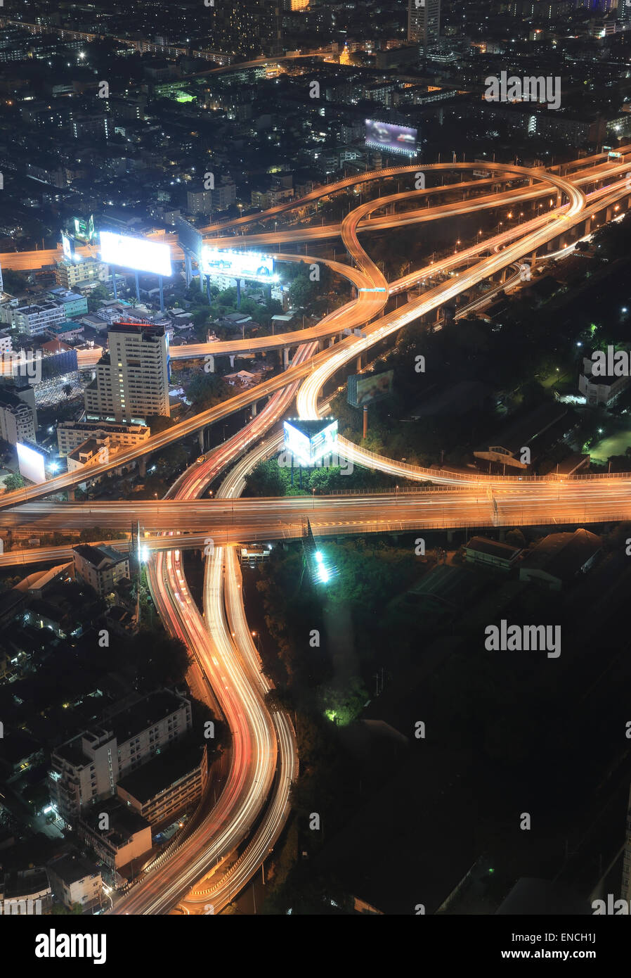 Bangkok Expressway and Highway top view at night, Thailand Stock Photo ...
