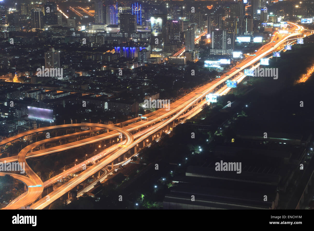 Bangkok Expressway and Highway top view at night, Thailand Stock Photo ...