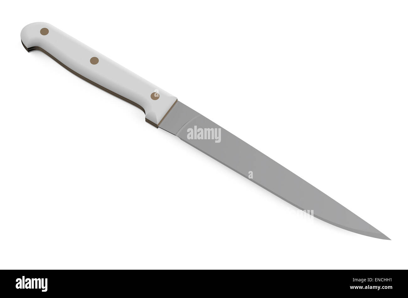 knife with white handle isolated on white background Stock Photo - Alamy