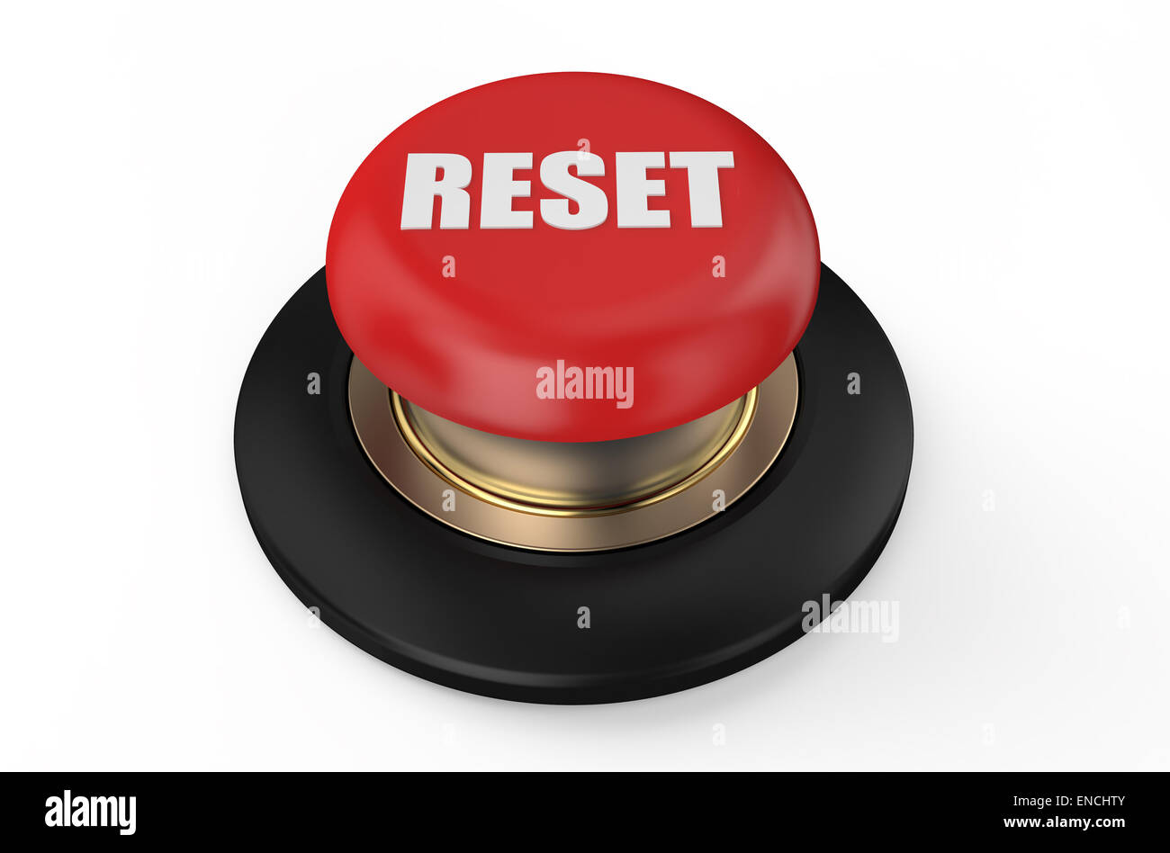 reset red button isolated on white background Stock Photo - Alamy