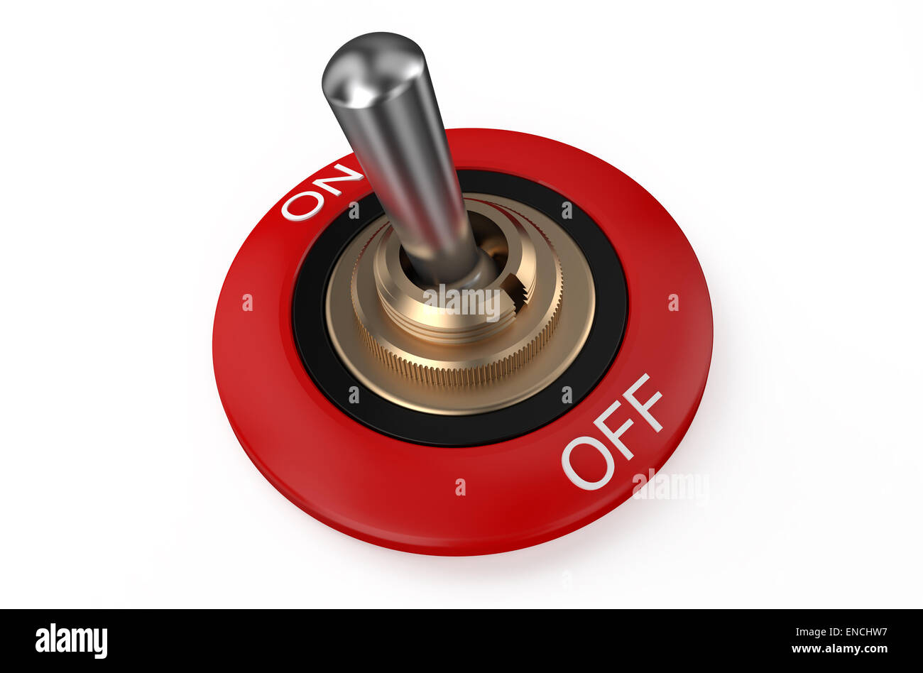 round red metallic switch isolated on white background Stock Photo - Alamy