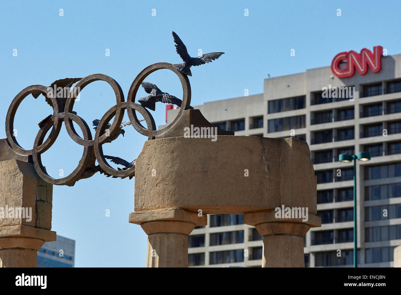 Downtown Atlanta in Georga USA Picture: Statue of Pierre de Coubertin ...