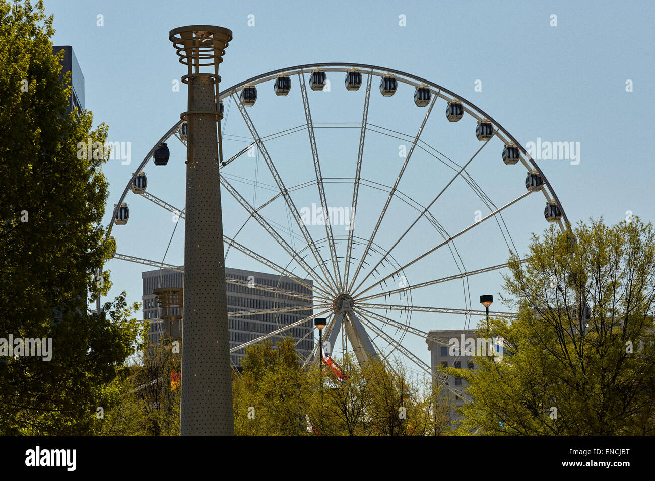 `Downtown Atlanta in Georga USA skyline with he ferris wheel in the ...