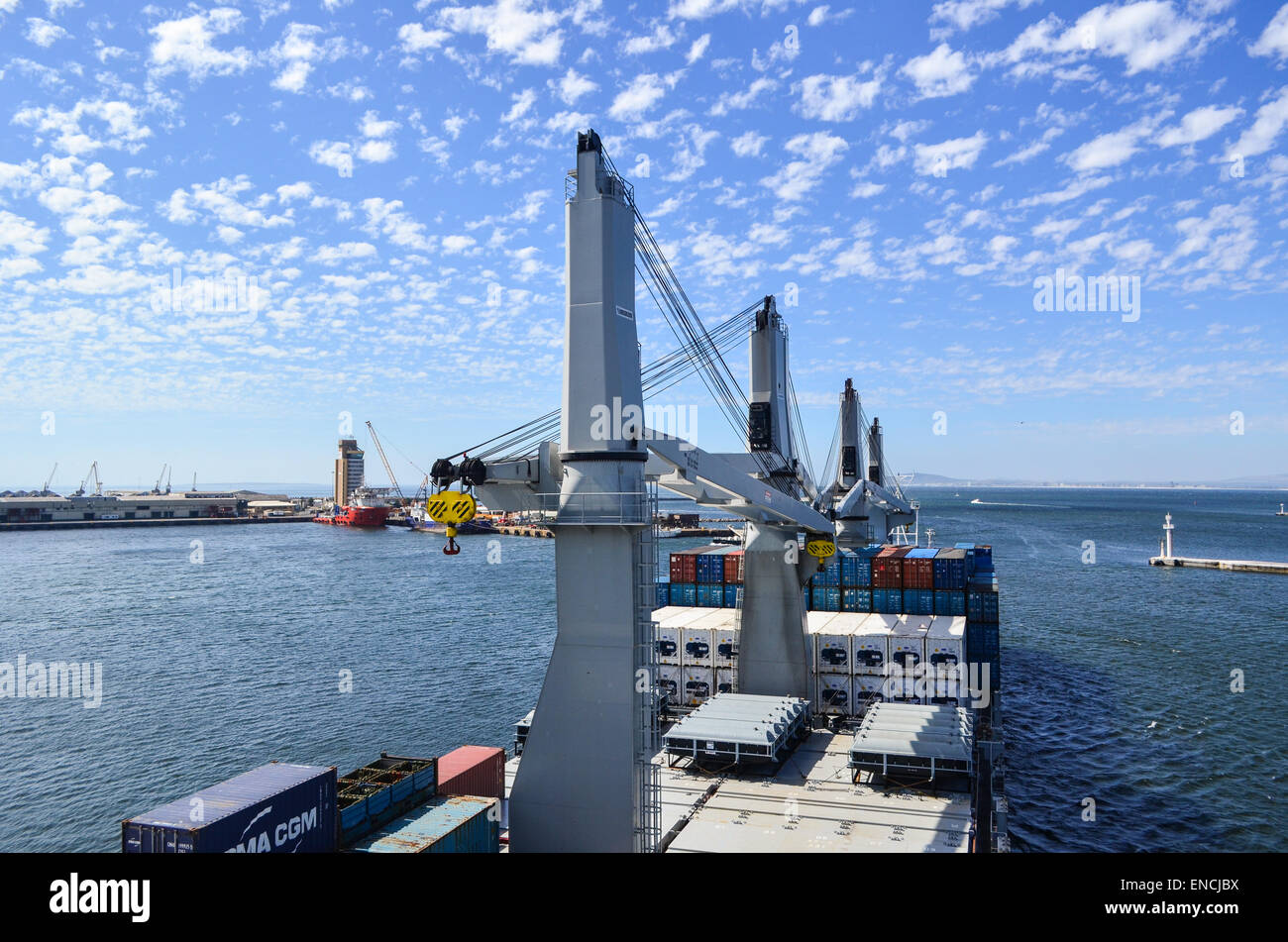 Inside a cargo ship in the port of Cape Town, South Africa Stock Photo ...