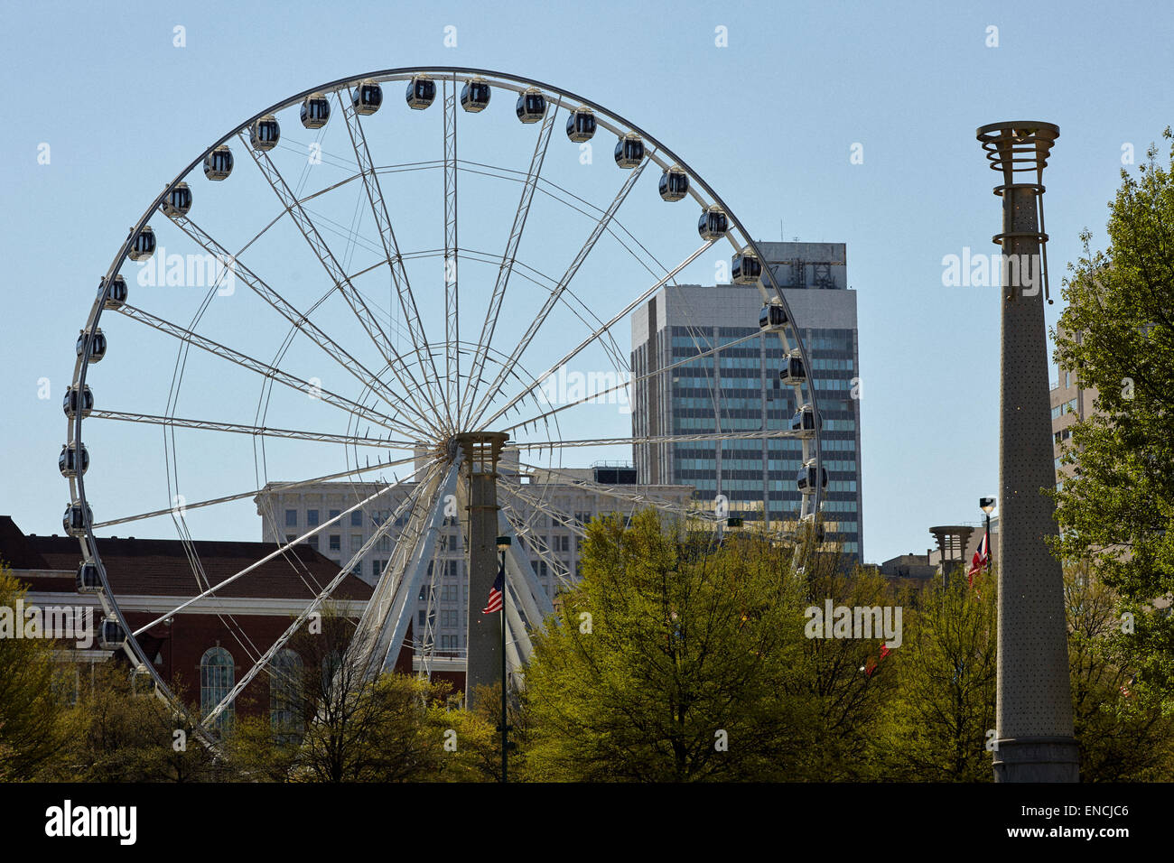`Downtown Atlanta in Georga USA skyline with he ferris wheel in the ...