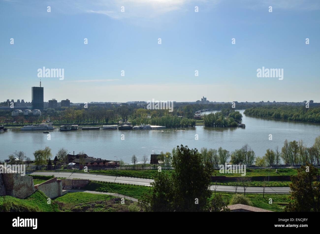 Confluence of the river Sava into the Danube in Serbian capital ...