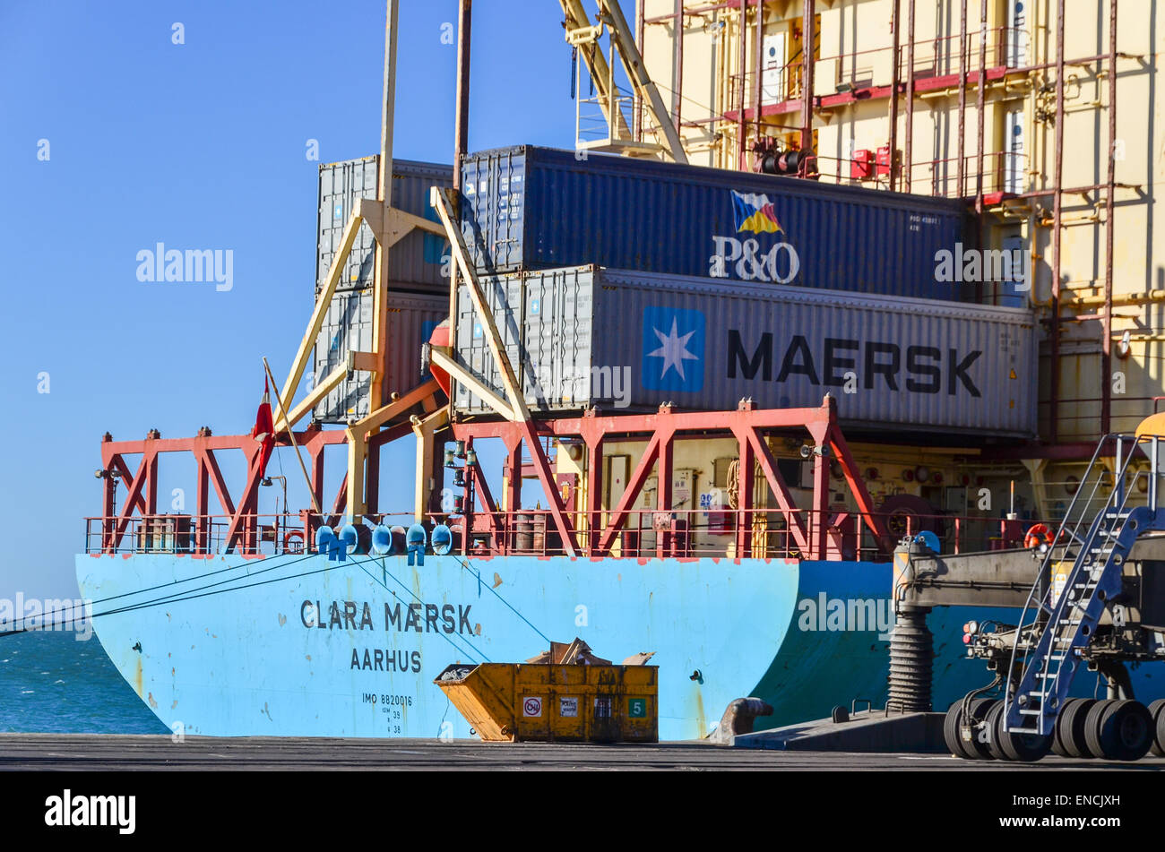 Clara Maersk container cargo ship at the port of Walvis Bay, Namibia ...