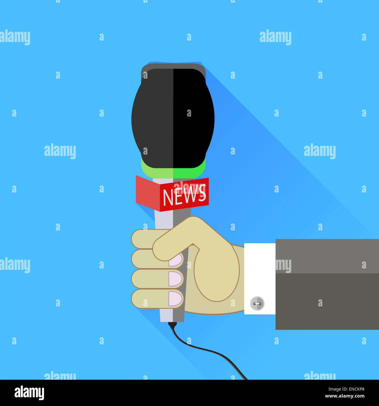 Reporter Holding a Microphone Stock Photo - Alamy