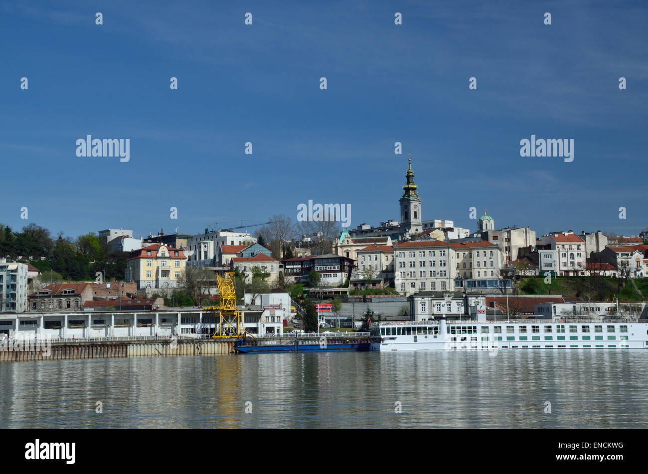 Old Belgrade city panorama from the Sava river bank Stock Photo - Alamy