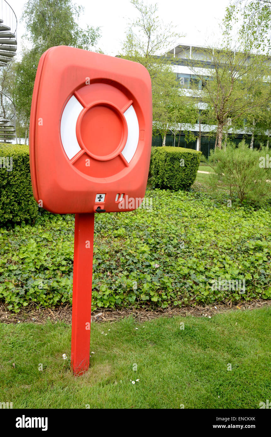 A safety ring at the side of a lake Stock Photo - Alamy