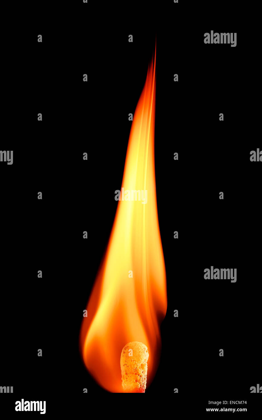 flame of a burning match on black background Stock Photo - Alamy