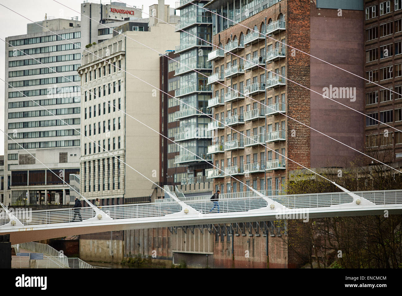 Trinity Bridge is a three-way footbridge which crosses the River Irwell ...