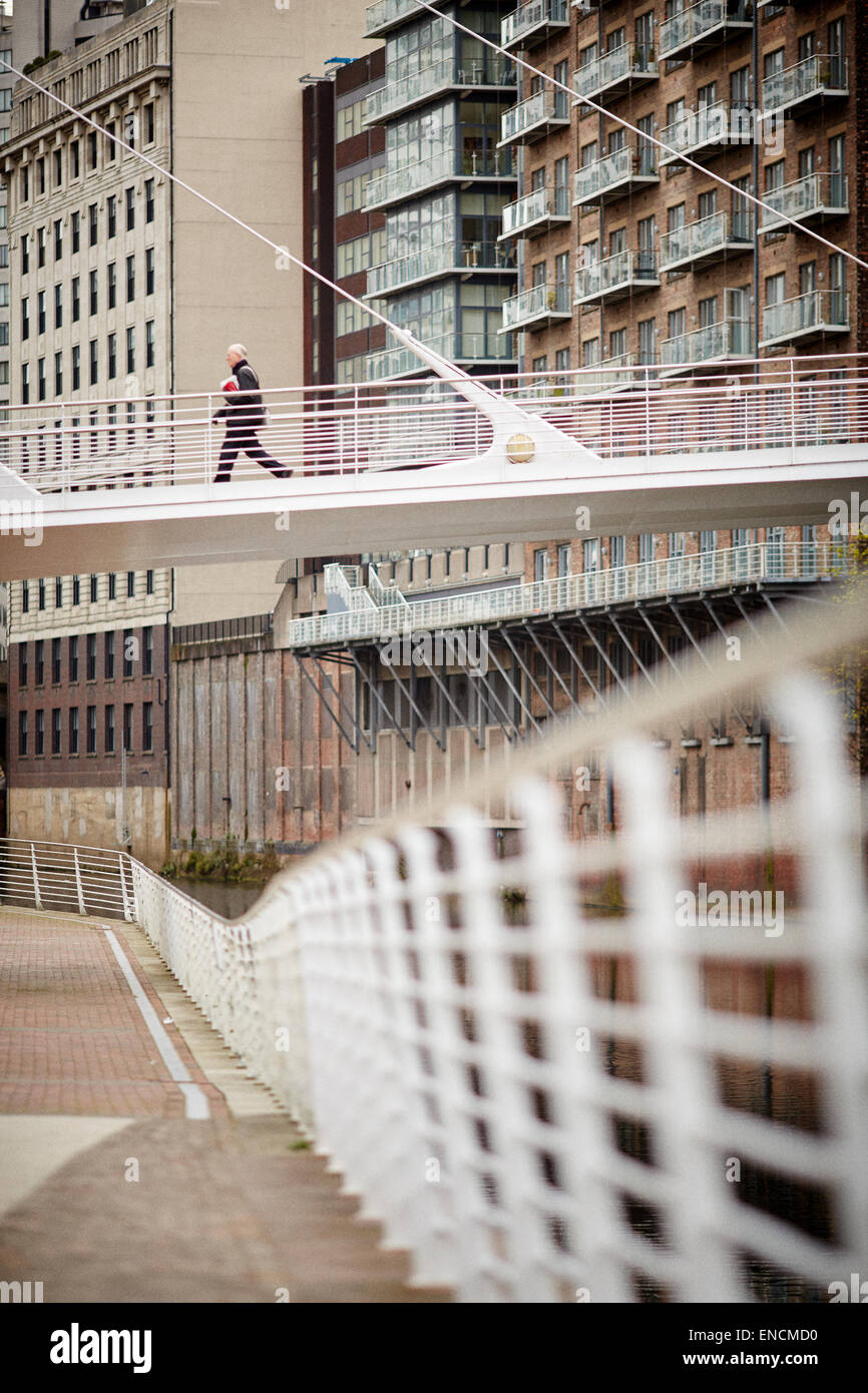 Trinity Bridge is a three-way footbridge which crosses the River Irwell ...
