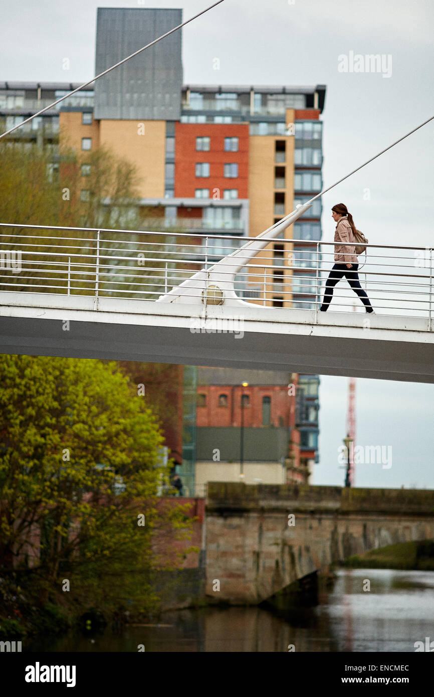 Trinity Bridge is a three-way footbridge which crosses the River Irwell ...