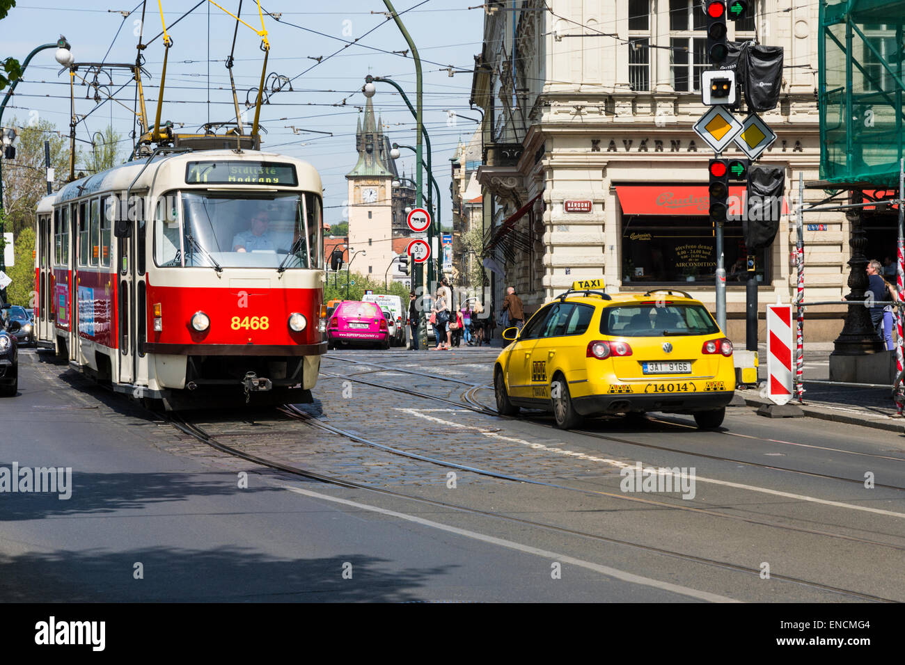 Tram travelling on a street hi-res stock photography and images - Alamy