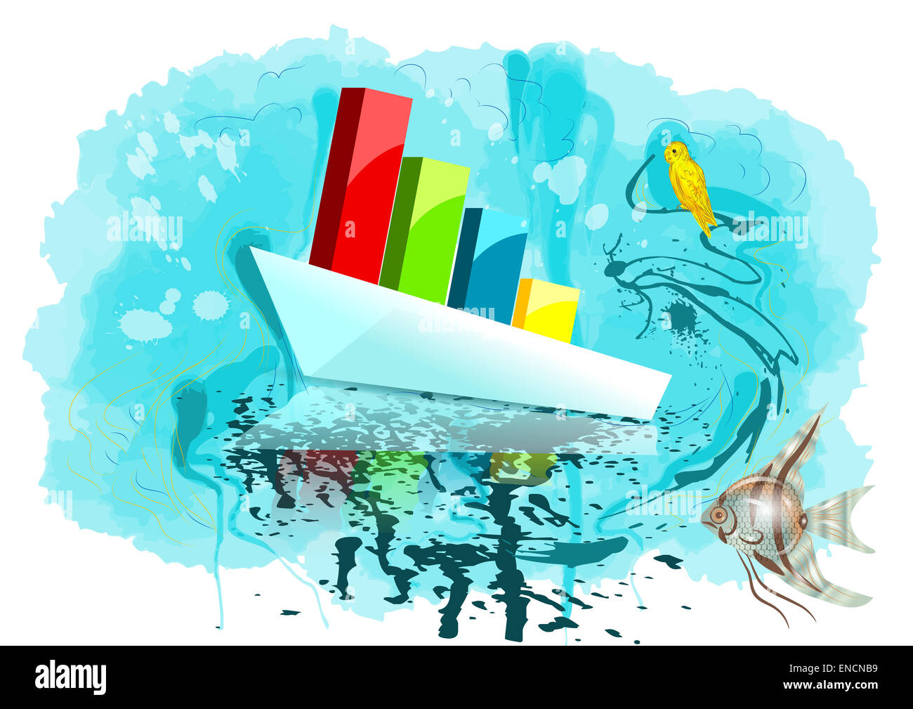 multicolor graph on ship. abstract business background Stock Photo - Alamy