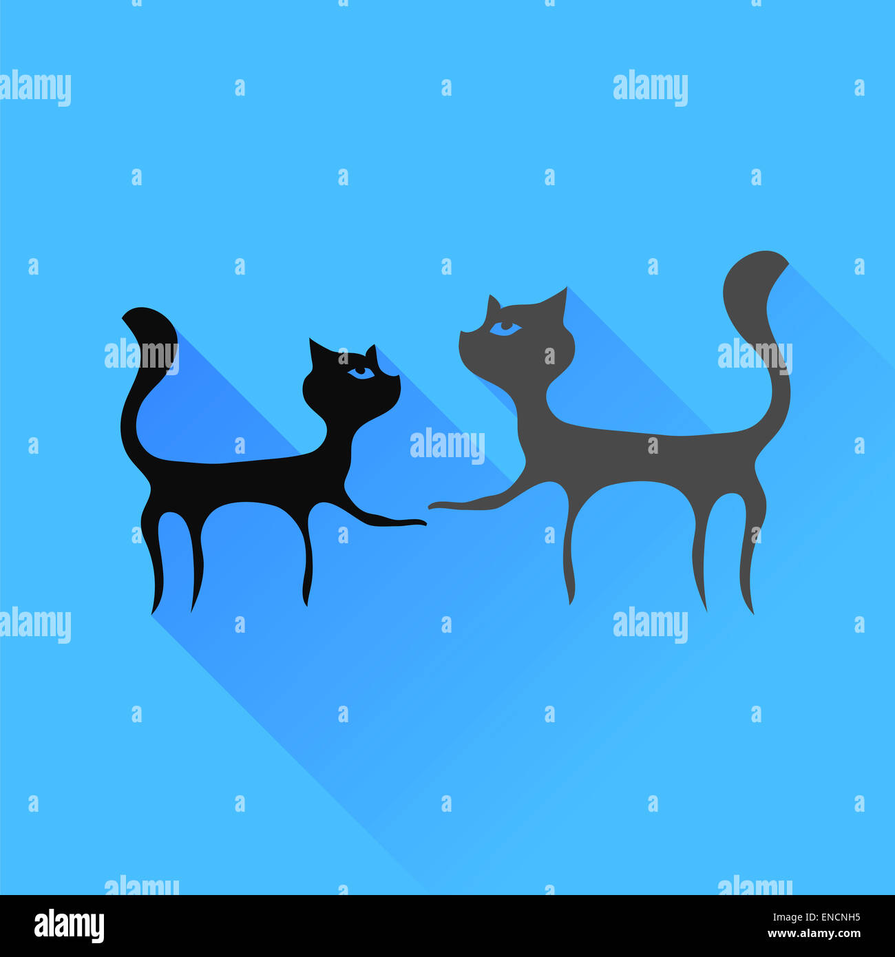 Two Cats Silhouettes Stock Photo - Alamy