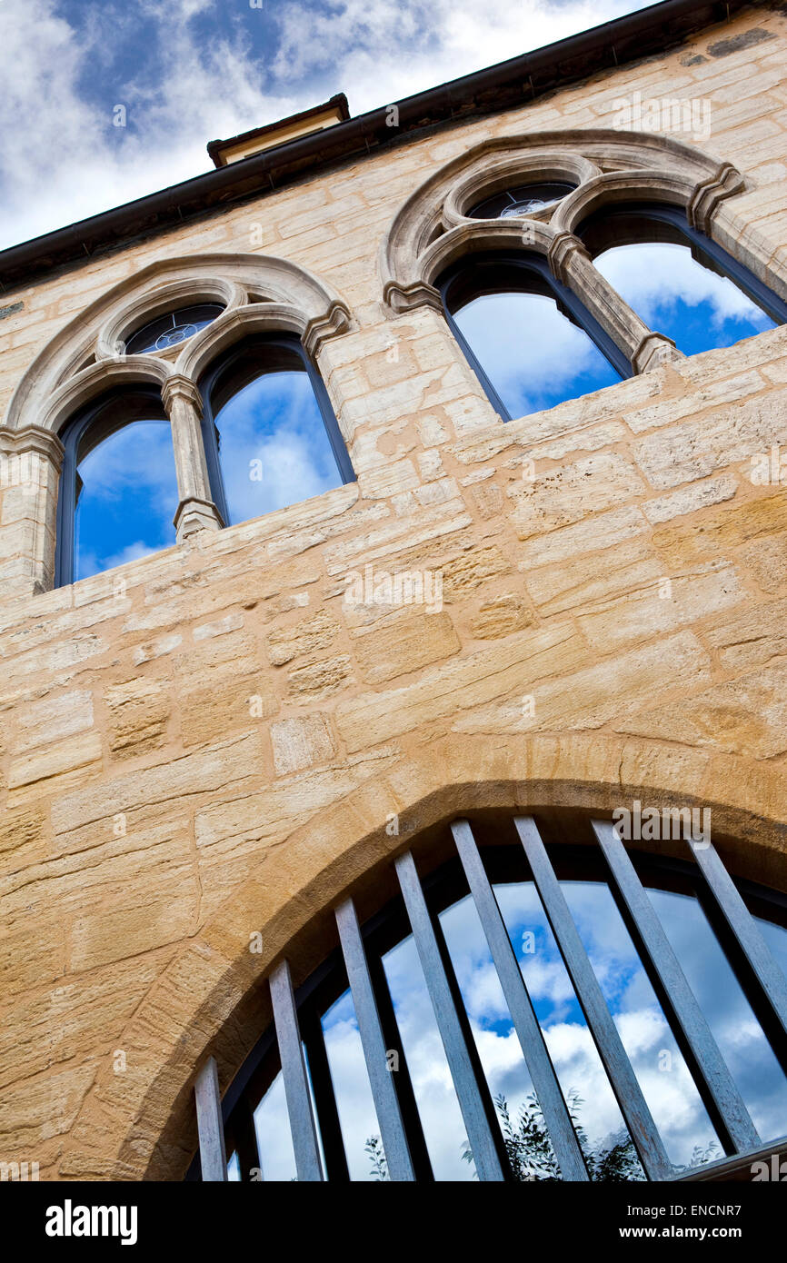 Bay windows of an old chapel in a French village Stock Photo - Alamy